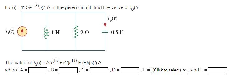 Solved If is(t)=11.5e−2tu(t)A in the given circuit, find the | Chegg.com