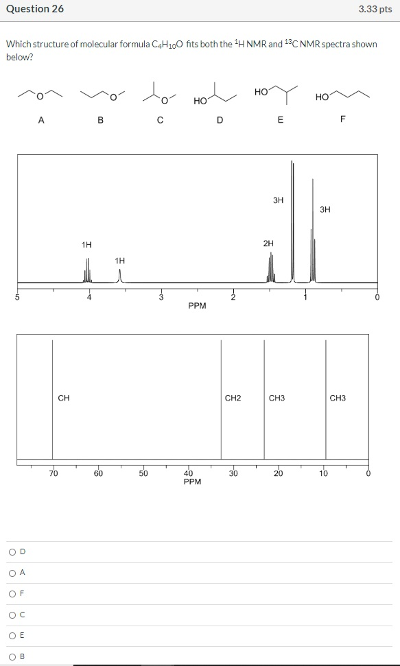Solved Which structure of molecular formula C4H10O fits both | Chegg.com