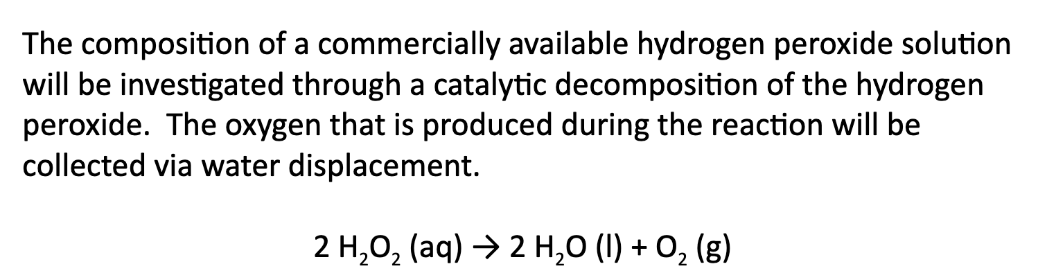 Solved Decomposition of Hydrogen Peroxide. I provided | Chegg.com