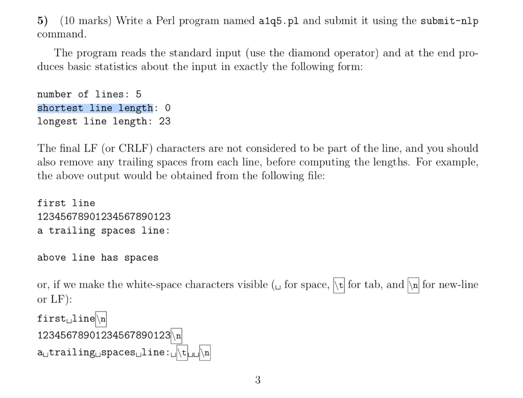 5) (10 marks) Write a Perl program named a1q5.pl and | Chegg.com