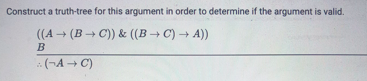 Solved Construct a truth-tree for this argument in order to | Chegg.com