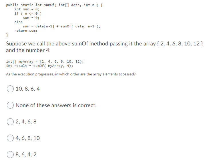 Solved Public Static Int Sumof Int Data Int N Int Sum 9561