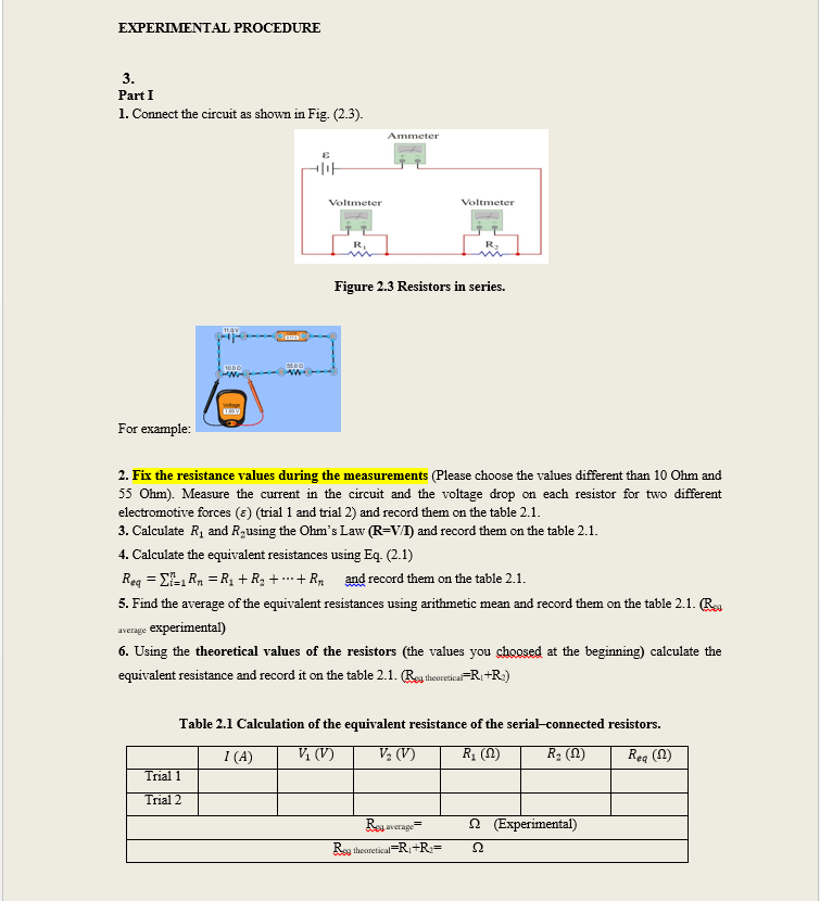 Solved 2. E2: RESISTORS IN SERIES AND PARALLEL OBJECTIVES In | Chegg.com