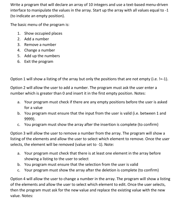 Solved Write a program that will declare an array of 10 | Chegg.com