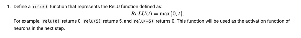 Solved 1. Define a relu() function that represents the ReLU | Chegg.com