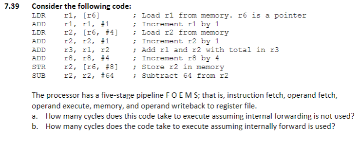 Solved ; 7.39 Consider the following code: LDR ADD LDR ADD | Chegg.com