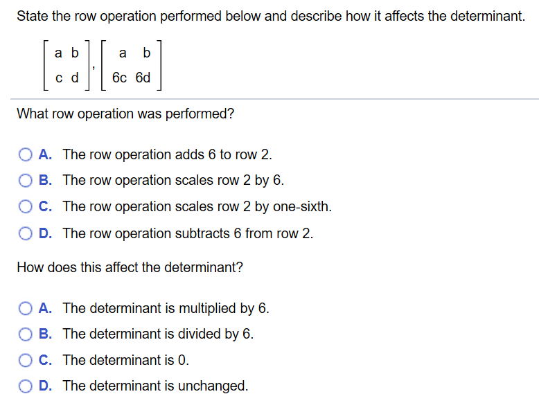 Solved State the row operation performed below and describe | Chegg.com