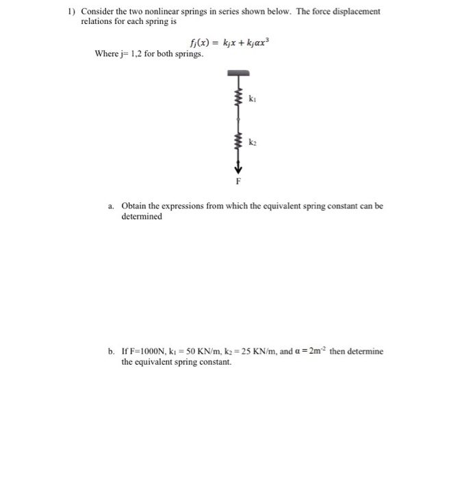 Solved Consider the two nonlinear springs in series shown | Chegg.com