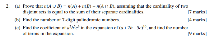 Solved 2. (a) Prove that n(AUB) = n(A) + n(B) – n(An B), | Chegg.com