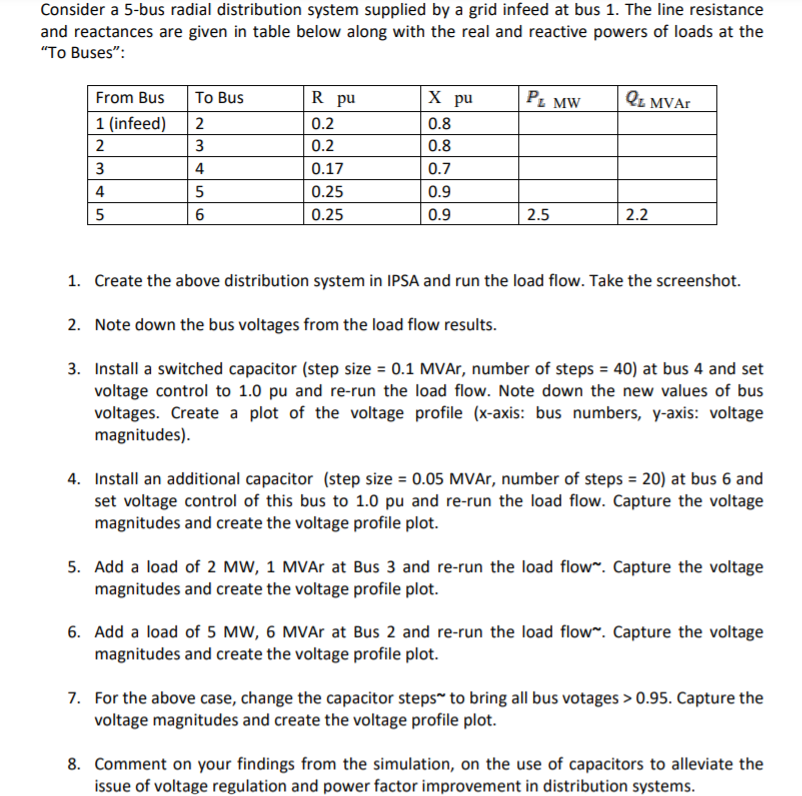 Solved Consider a 5-bus radial distribution system supplied | Chegg.com