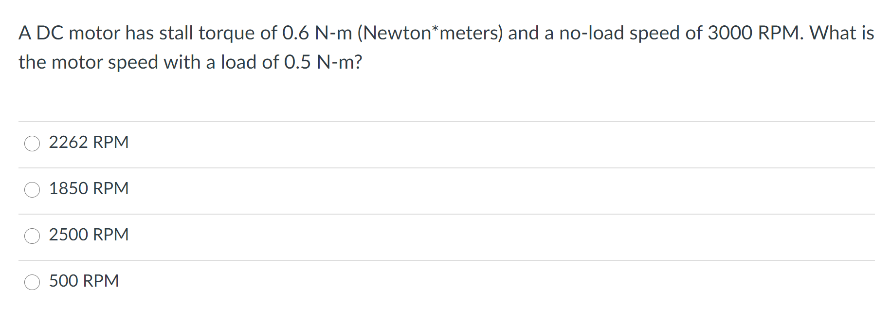 Solved A DC motor has stall torque of 0.6 N-m | Chegg.com
