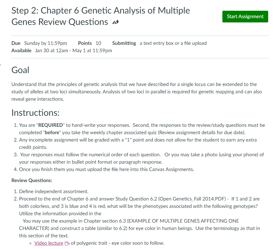 Step 2: Chapter 6 Genetic Analysis of Multiple Genes | Chegg.com