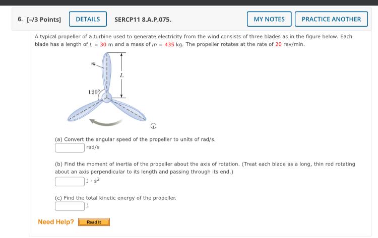 Solved typical propeller of a turbine used to generate | Chegg.com