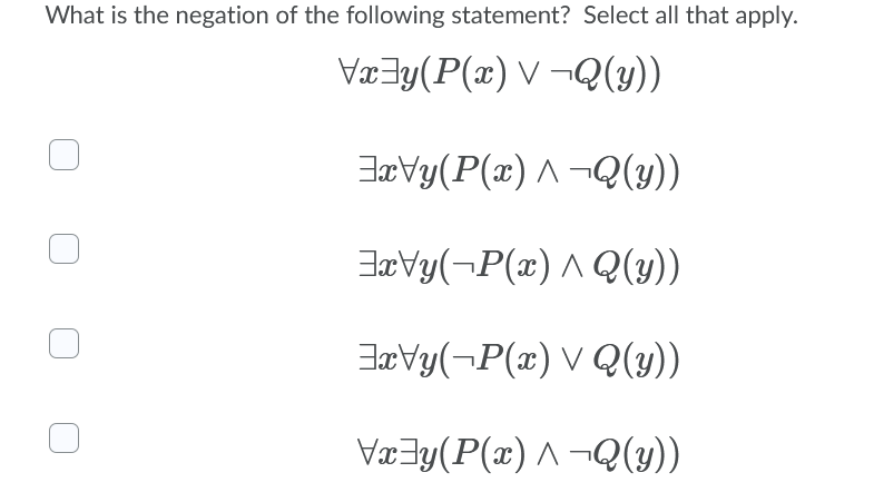 Solved What is the negation of the following statement? | Chegg.com