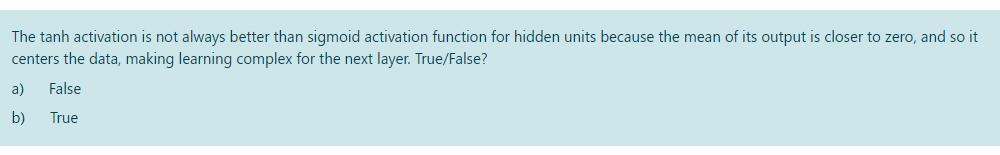 Solved The tanh activation is not always better than sigmoid | Chegg.com