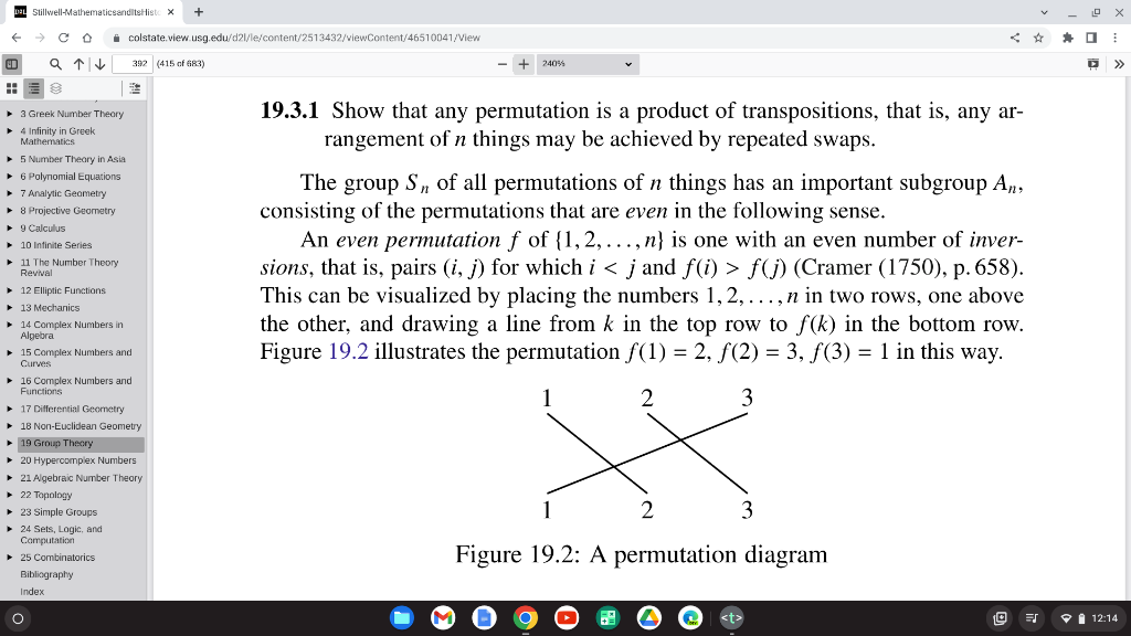 Solved DL Stillwell-Mathematicsanditshlist X + ох colstate | Chegg.com