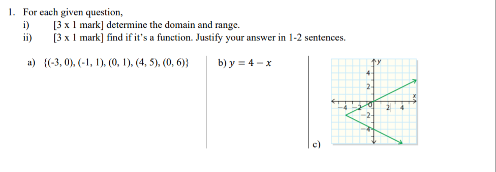 Solved 1. For each given question, i) [3 x 1 mark] determine | Chegg.com