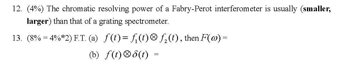 Solved (4%) ﻿The chromatic resolving power of a Fabry-Perot | Chegg.com