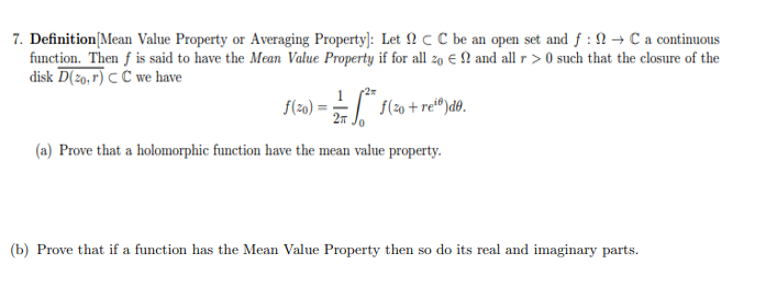 Solved 7. Definition[Mean Value Property or Averaging | Chegg.com