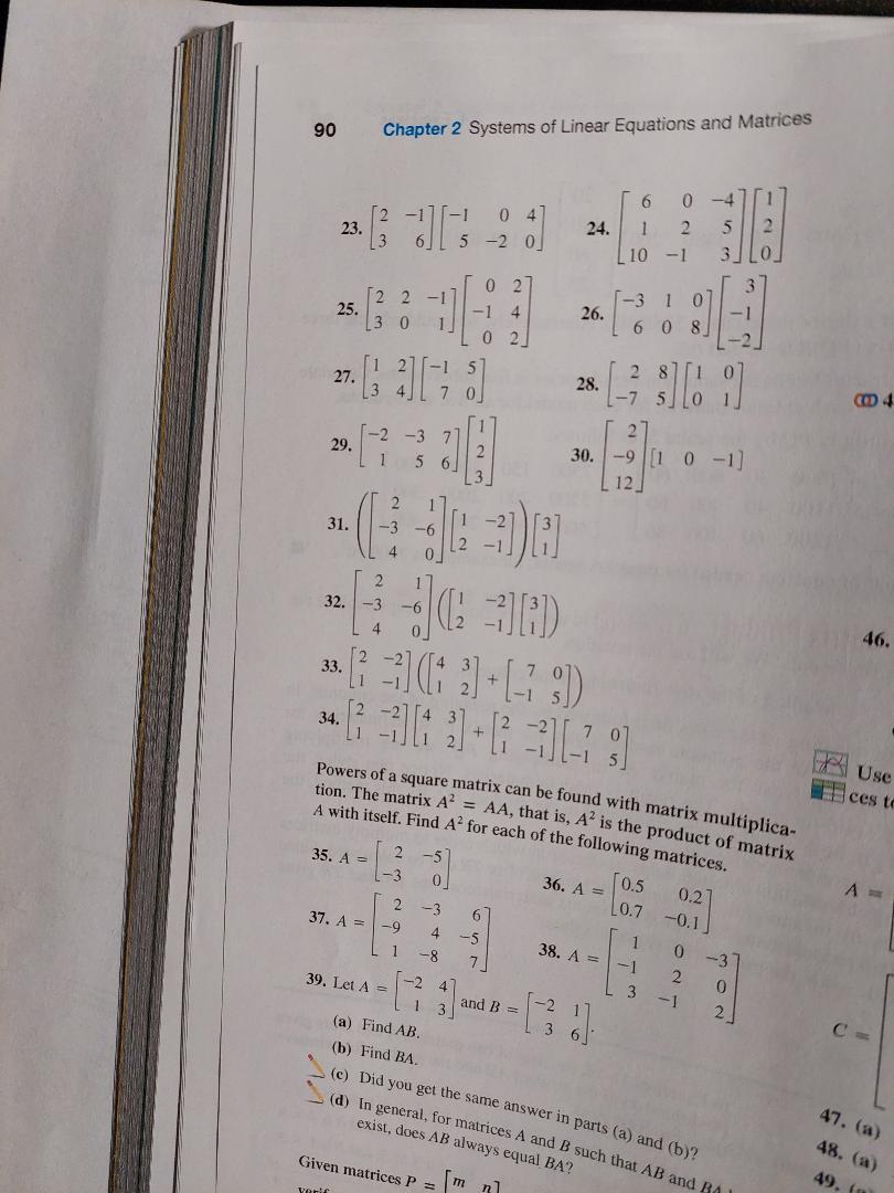 Solved 90 Chapter 2 Systems of Linear Equations and Matrices | Chegg.com