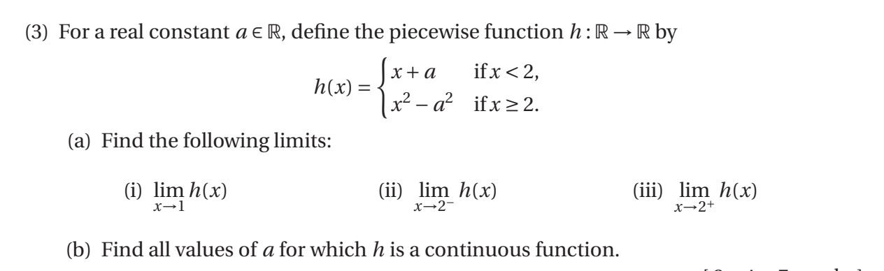 Solved 3) For a real constant a∈R, define the piecewise | Chegg.com