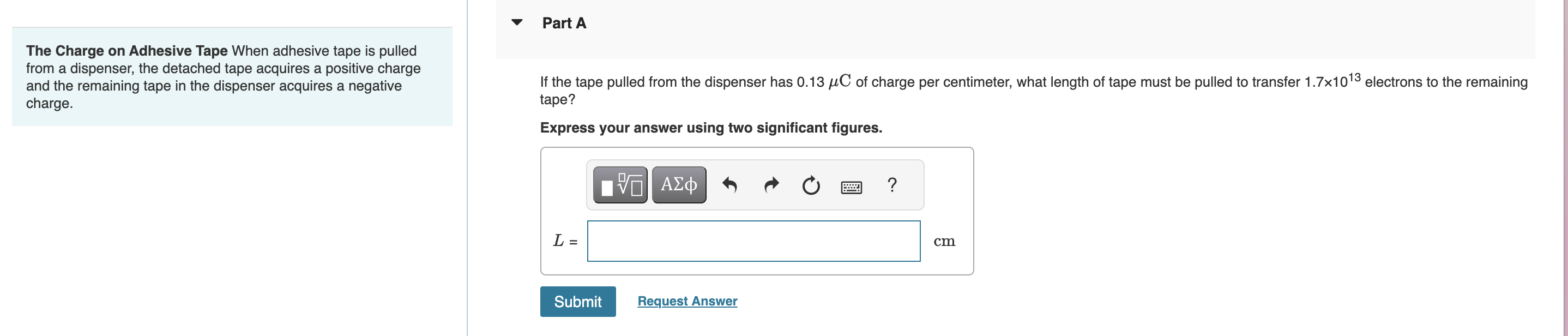 Solved The Charge on Adhesive Tape When adhesive tape is | Chegg.com