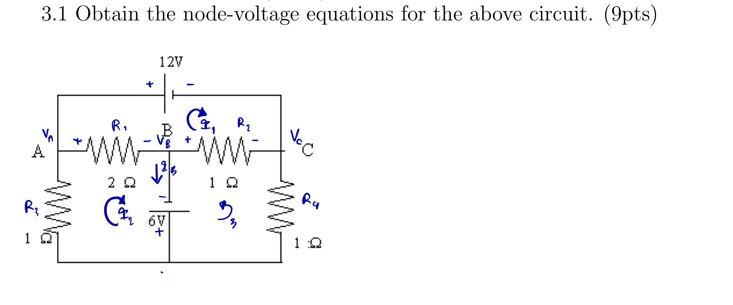 Solved 3.1 Obtain the node-voltage equations for the above | Chegg.com