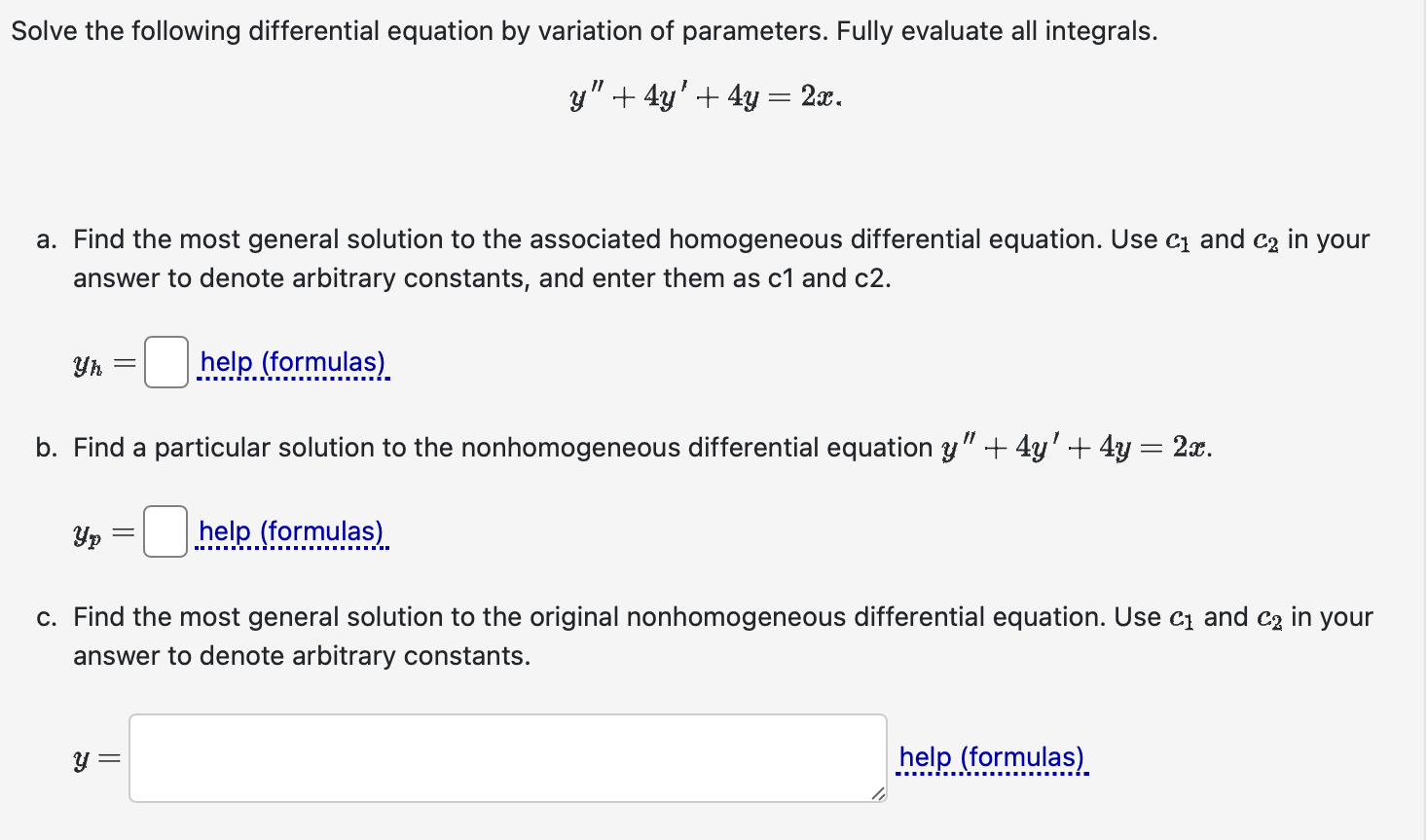 Solved Solve the following differential equation by | Chegg.com
