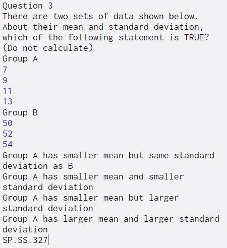 Solved Question 3 There are two sets of data shown below. | Chegg.com