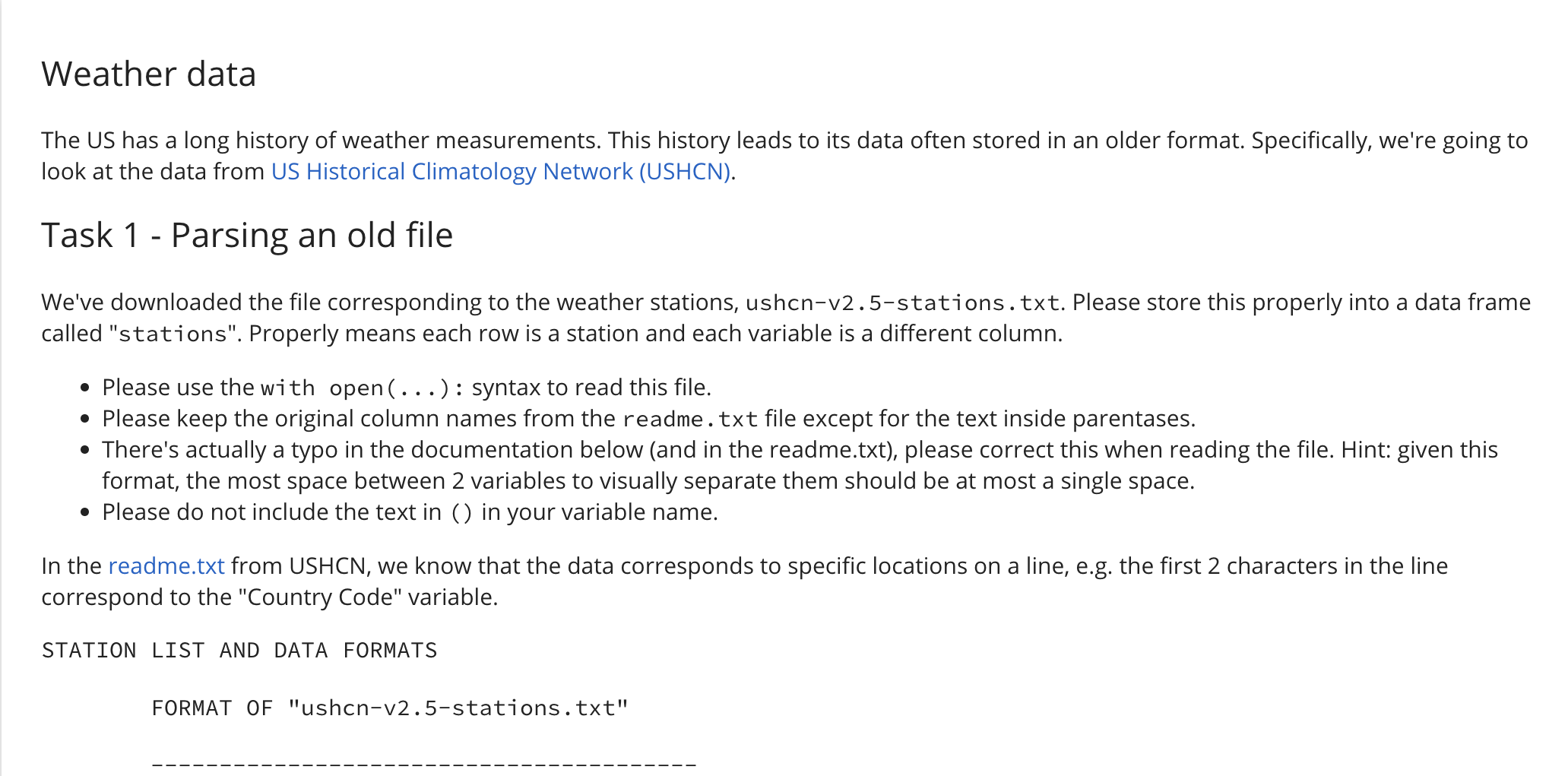Solved Weather data The US has a long history of weather | Chegg.com