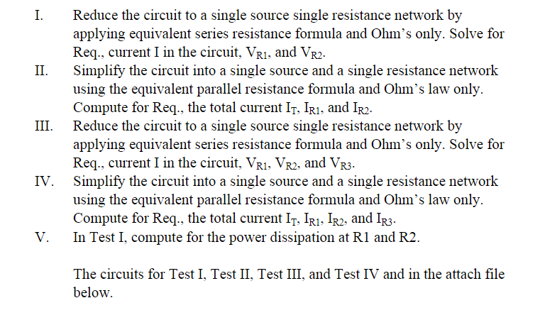 Solved I. II. Reduce the circuit to a single source single | Chegg.com