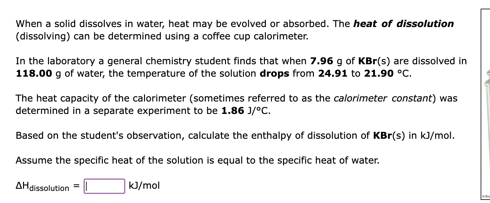 Solved When a solid dissolves in water, heat may be evolved | Chegg.com