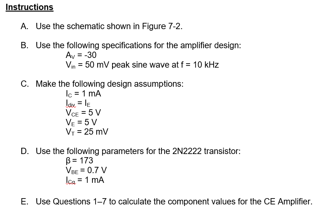 Solved Instructions A. Use the schematic shown in Figure | Chegg.com