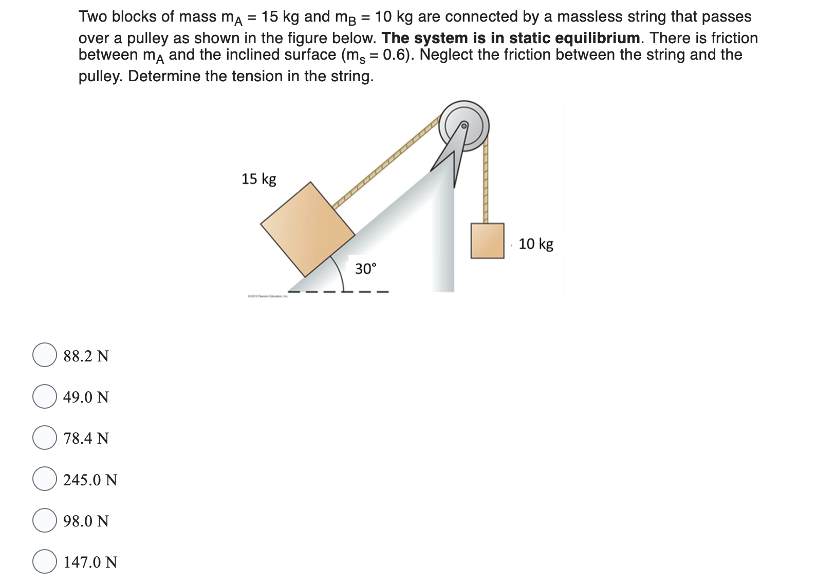 Solved Two blocks of mass mA=15 kg and mB=10 kg are | Chegg.com