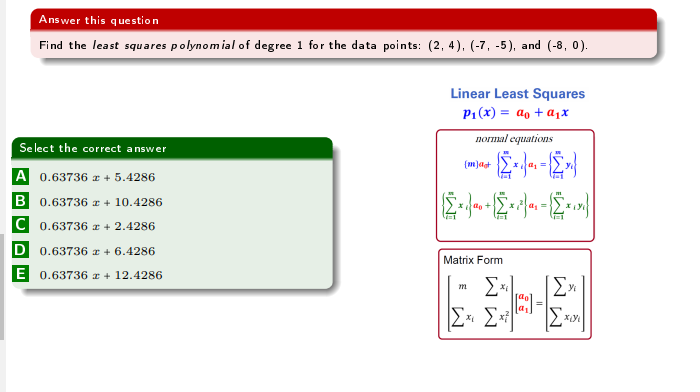 Solved Answer this question Find the least squares | Chegg.com