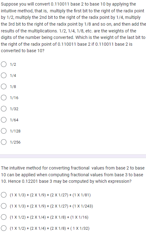 Solved Suppose you will convert 0.110011 base 2 to base 10 | Chegg.com
