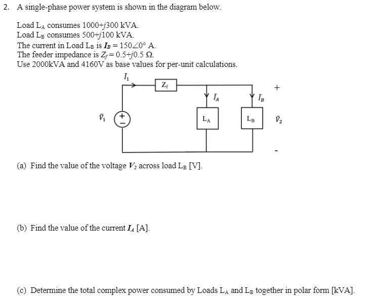 Solved 2. A single-phase power system is shown in the | Chegg.com