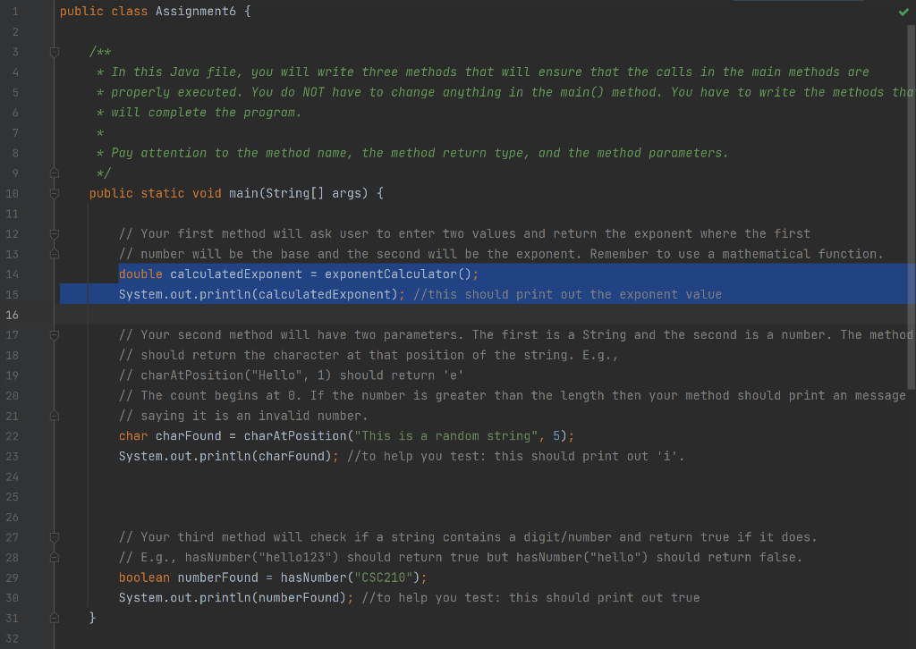 Solved blic class Assignment6 \{ /∗∗ * In this Java file, | Chegg.com
