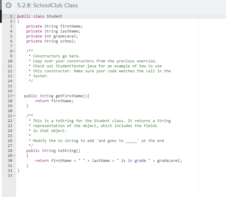 Solved Exercise 5.2.8: SchoolClub Class 5 points Let's Go! | Chegg.com