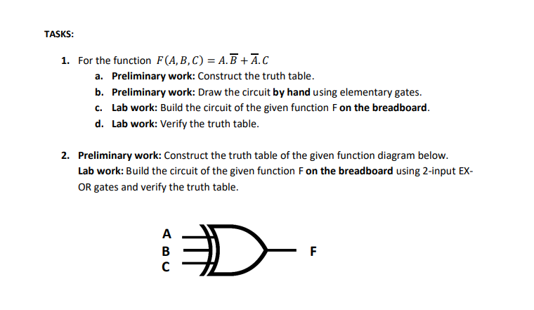 Solved TASKS:1. ﻿For the function \( ﻿F(A, ﻿B, ﻿C)=A \cdot | Chegg.com