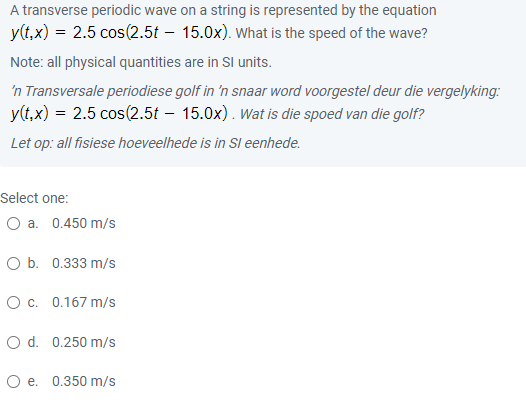 Solved A transverse periodic wave on a string is represented | Chegg.com