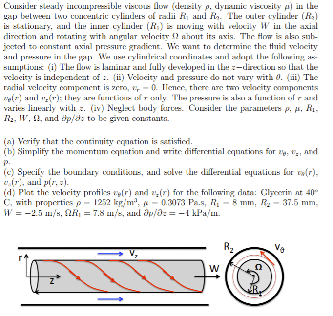 Consider steady incompressible viscous flow density | Chegg.com