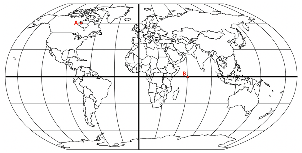 Solved What are the coordinates for the location labeled A | Chegg.com