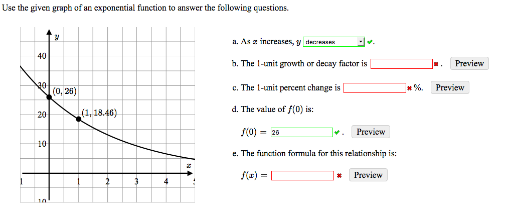 Solved a. In a certain exponential relationship, whenever a | Chegg.com