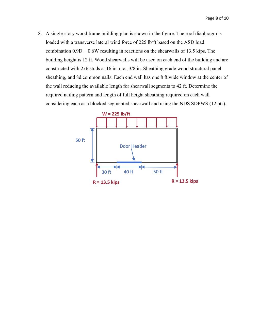 Solved A single-story wood frame building plan is shown in | Chegg.com