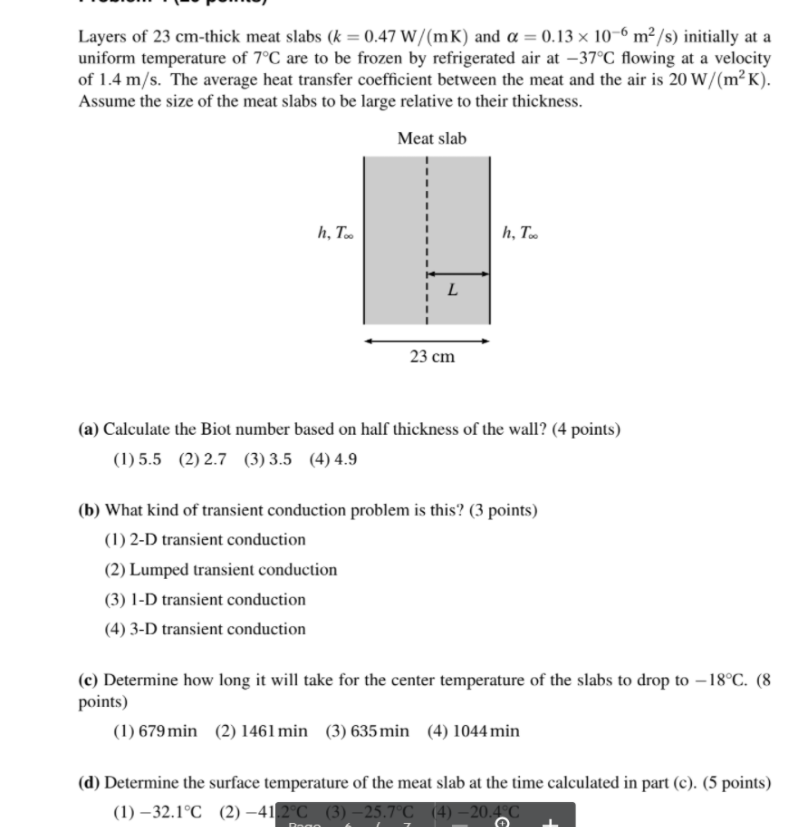 Solved Layers of 23 cm-thick meat slabs (k = 0.47 W/(mK) and | Chegg.com
