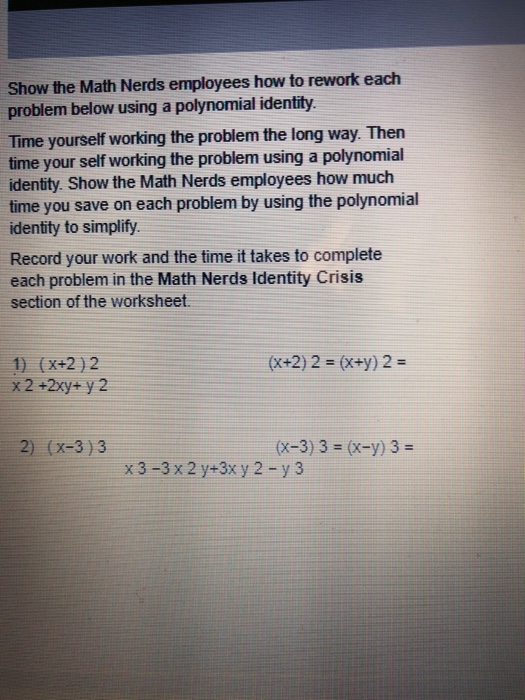 Solved Show the Math Nerds employees how to rework each | Chegg.com