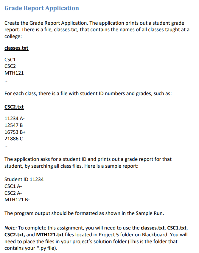 Solved Grade Report Application Create the Grade Report | Chegg.com