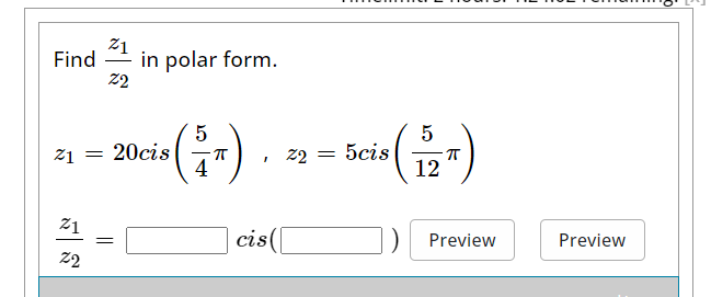 Solved Find z2z1 in polar form. | Chegg.com