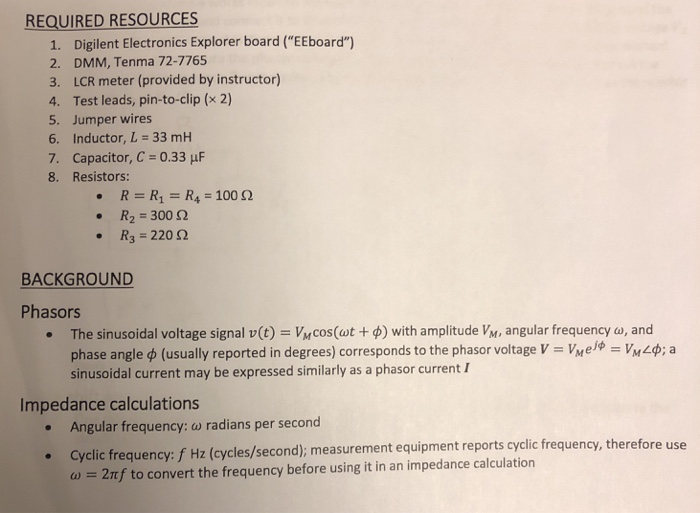 Solved REQUIRED RESOURCES 1. Digilent Electronics Explorer | Chegg.com